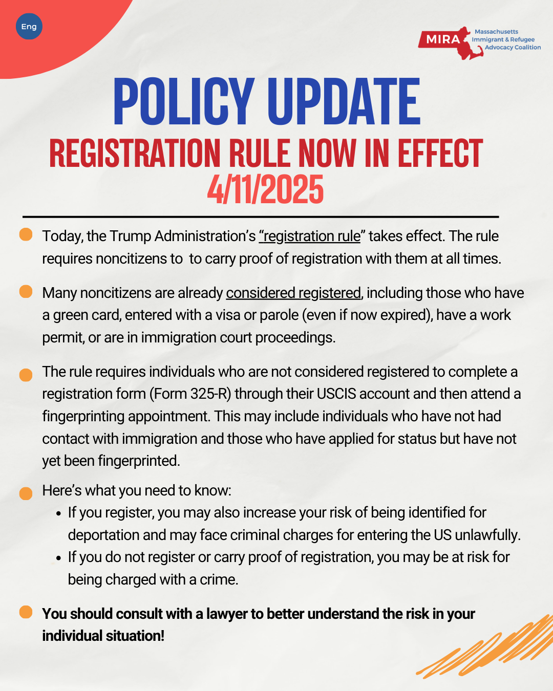 Policy Update 4/11/2025 - Registration rule now in effect - MIRA Coalition
