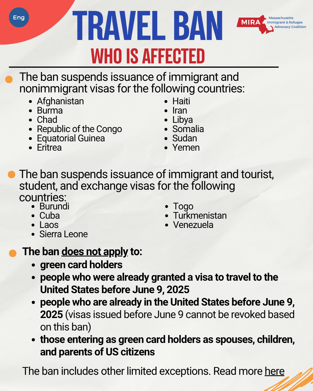 Policy Update - 6/5/2025 Travel Ban - MIRA Coalition