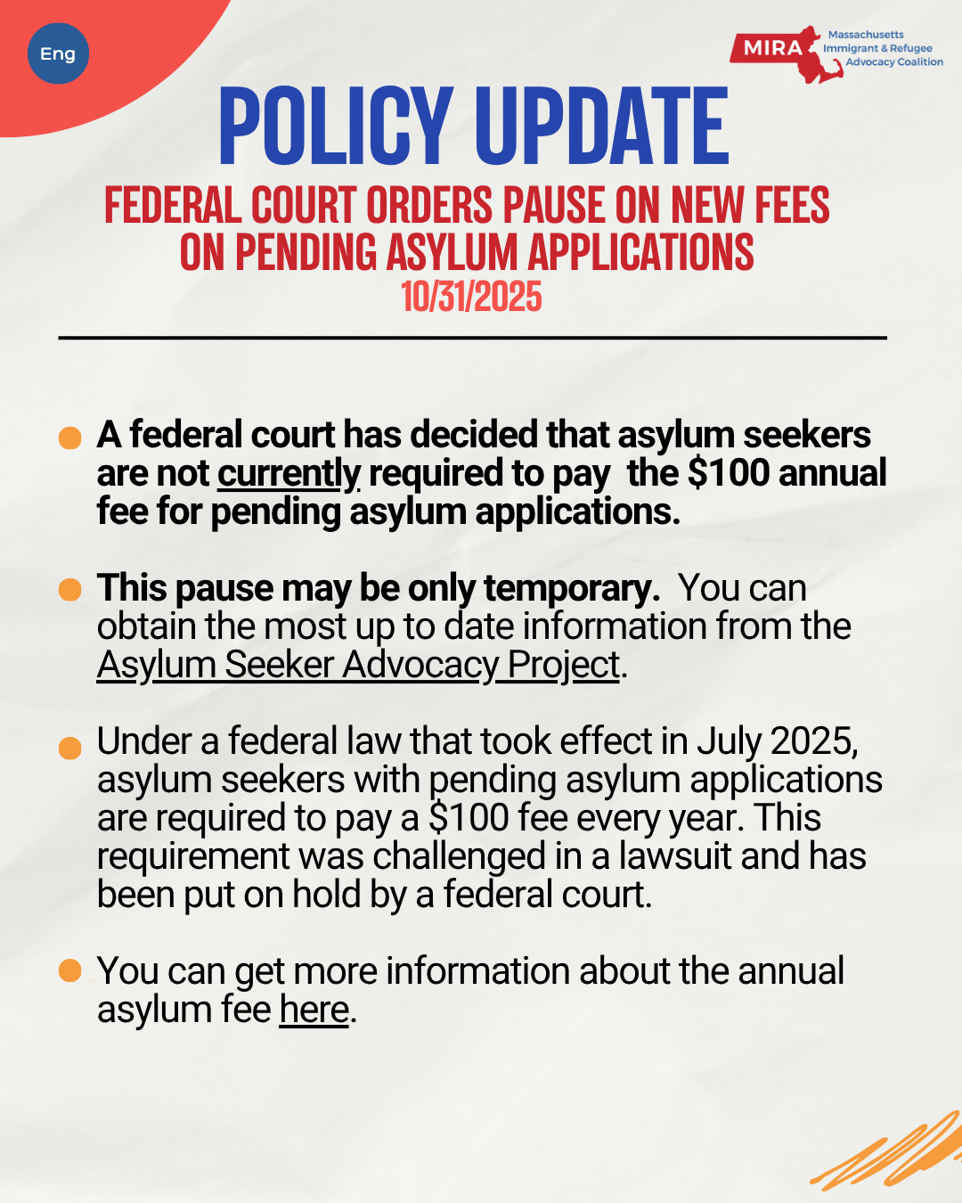 Federal court orders pause on new fees on pending asylum applications ...