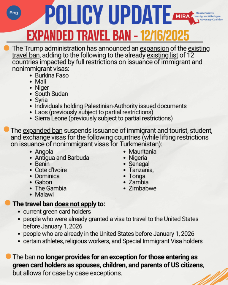 Policy Update - Expanded Travel Ban 12/16/2025 - MIRA Coalition
